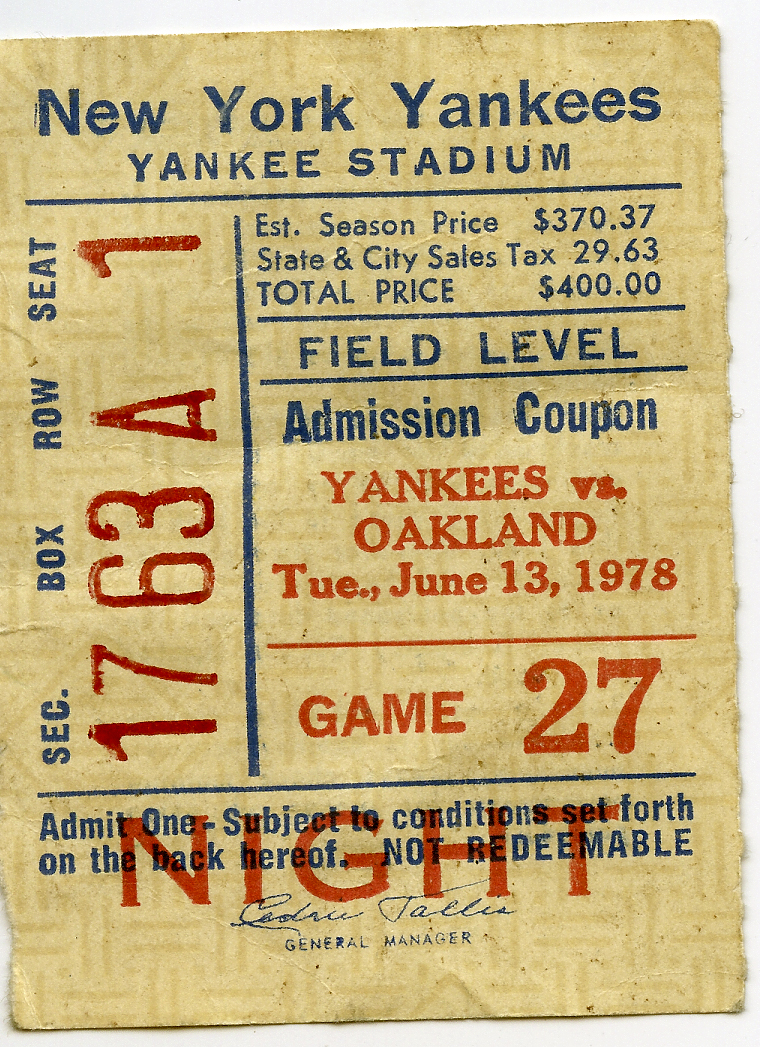 “Yankee Box Seats for only Five Dollars…Row A?” – Black and White ...